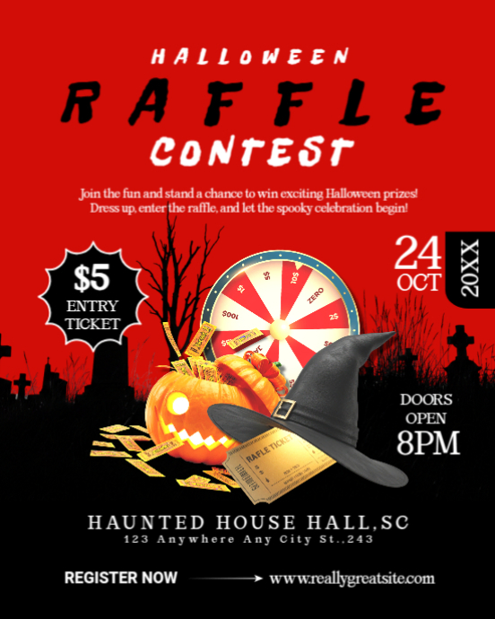 Halloween Raffle Contest Poster Template – Spooky Prize Giveaway ...