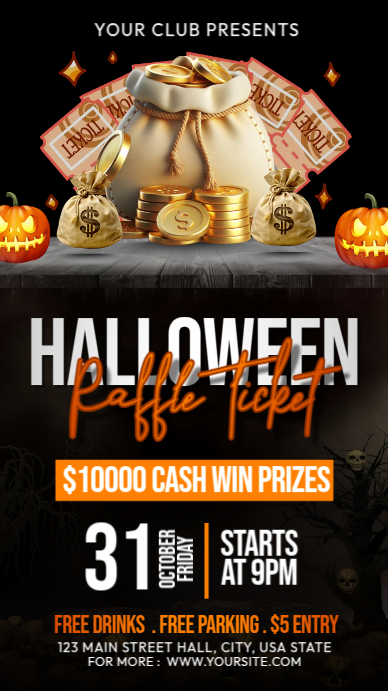 Modèle Halloween Raffle Ticket | PosterMyWall