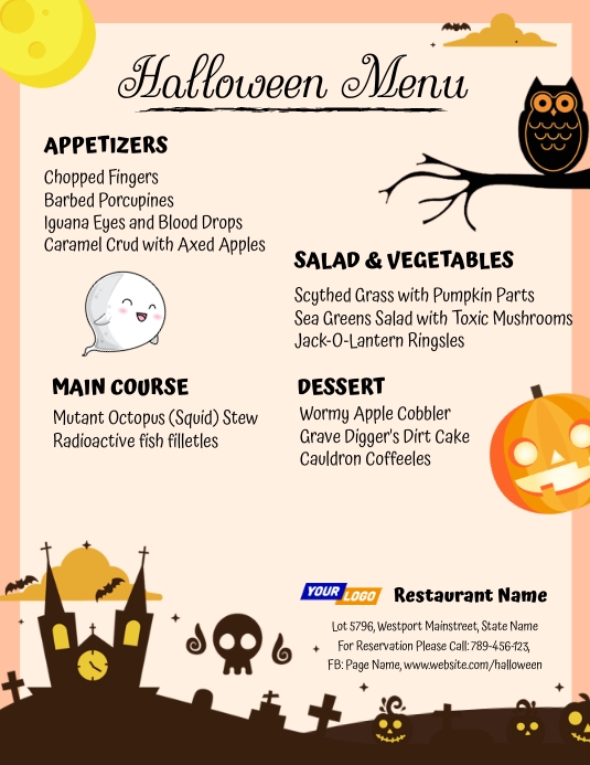 Halloween Restaurant Menu Design PosterMyWall Halloween Restaurant Menu Design PosterMyWall