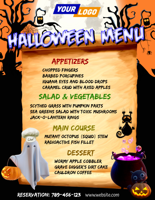 Halloween Restaurant Menu Template | PosterMyWall