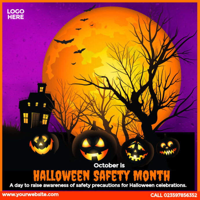 Halloween Safety Instagram Ad Template | PosterMyWall