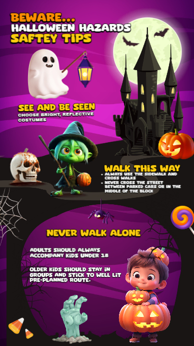 Copy of Halloween Safety Tips Poster – Trick or Treat Kids Guide ...