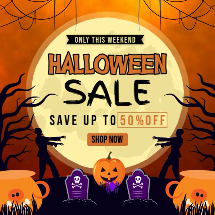 Halloween Sale 50% Off Ads Template | PosterMyWall