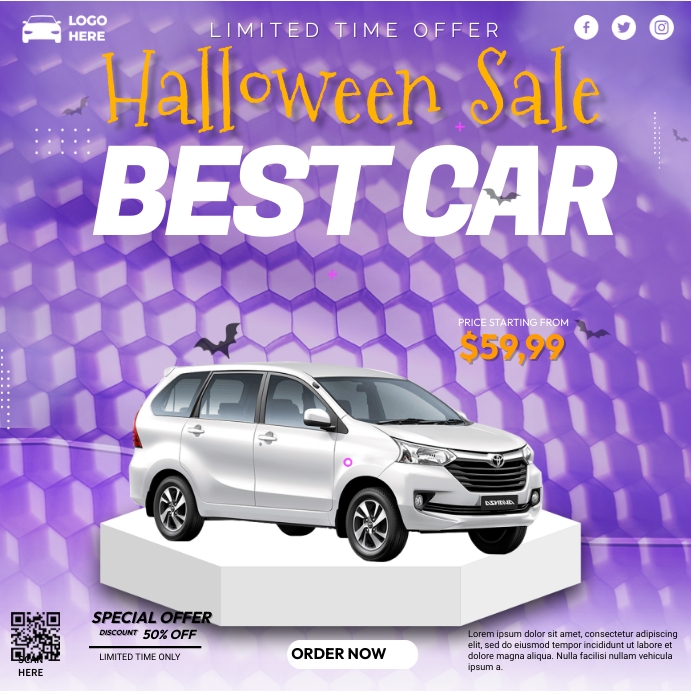Halloween Sale Car Template | PosterMyWall