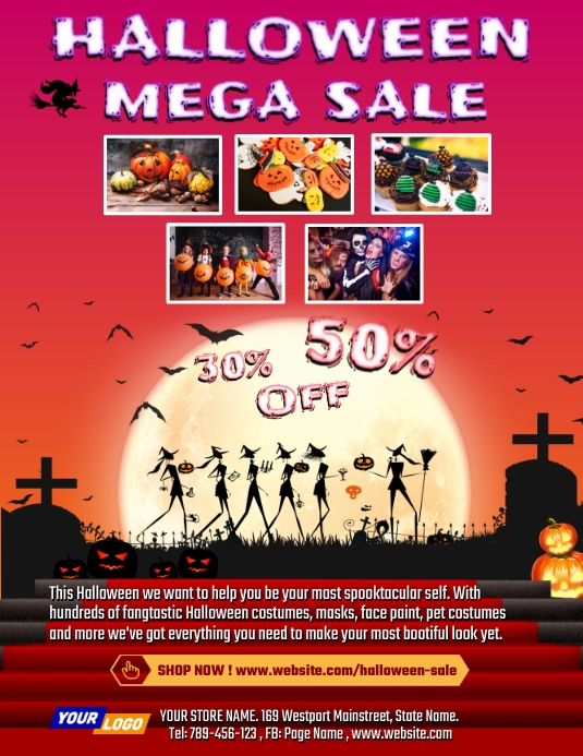 Halloween sale flyer catalog template | PosterMyWall