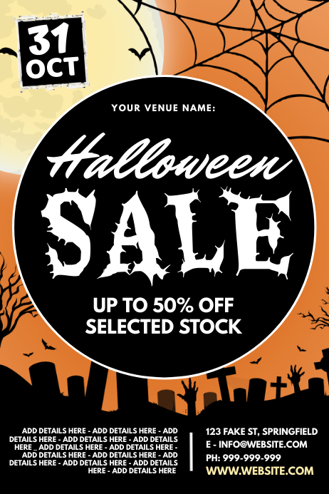 Halloween Sale Poster Template | PosterMyWall