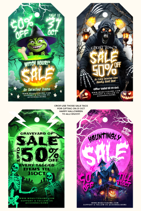 White Halloween Sale Posters Template | PosterMyWall