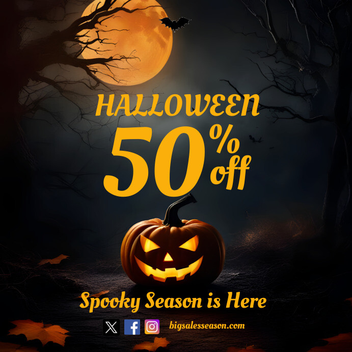 Halloween Sales 50% off flyer Template | PosterMyWall