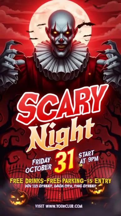 Halloween Scary Night Part Instagram Story Template | PosterMyWall