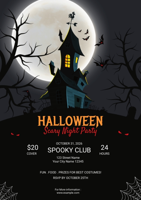 Halloween scary night party invitation Template | PosterMyWall