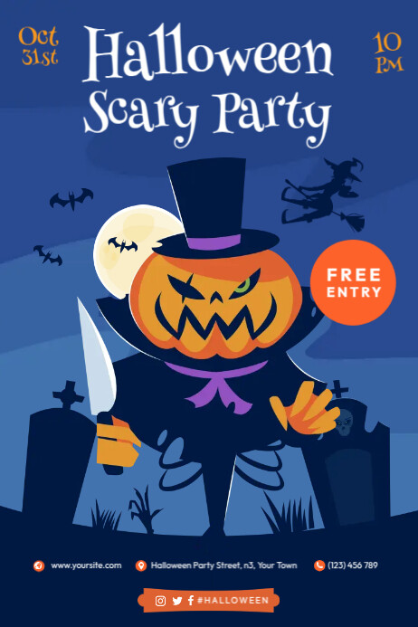 Halloween Scary Party Template | PosterMyWall