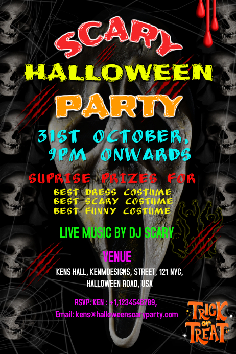 Halloween Scary Party Flyer Template | PosterMyWall