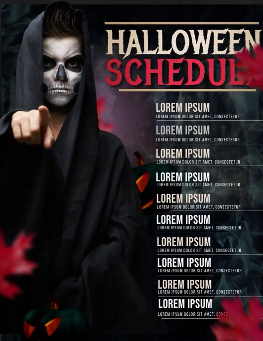 Halloween schedule, October calendar Template | PosterMyWall
