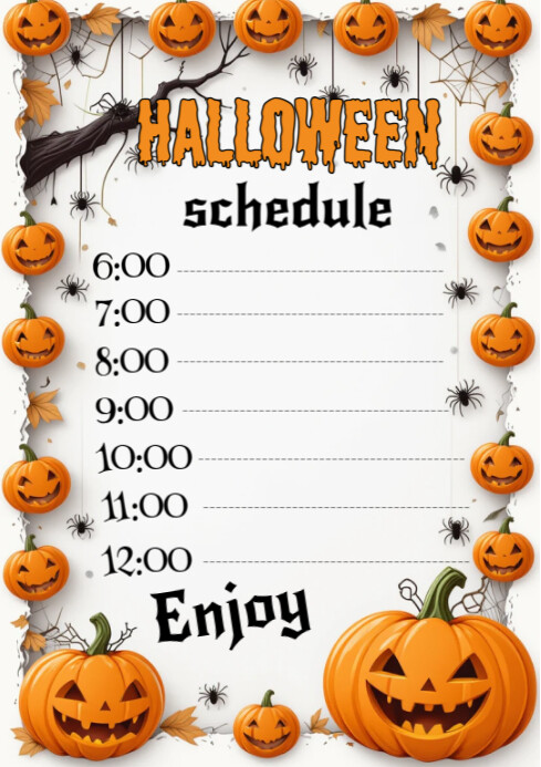 Halloween Schedule A4 เทมเพลต | PosterMyWall