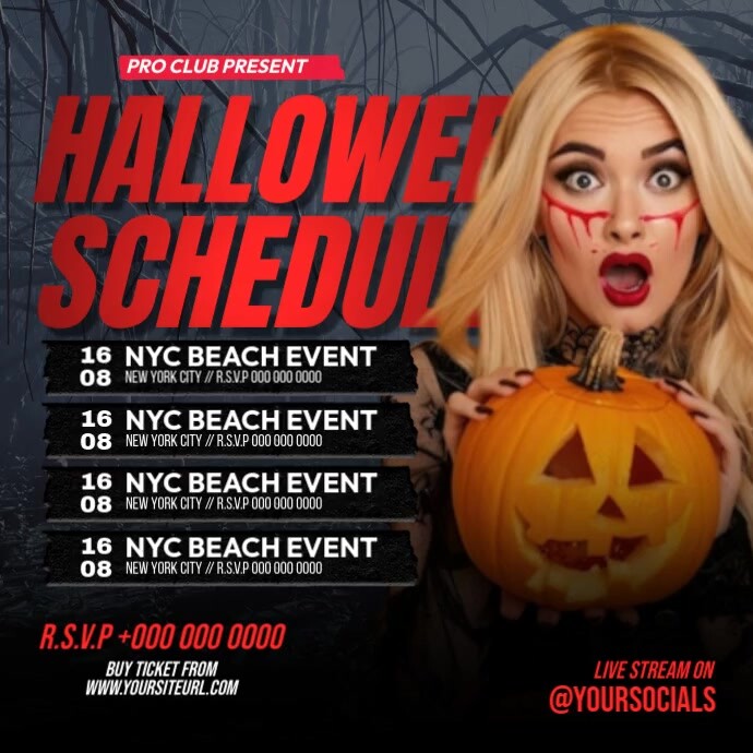 Halloween Schedule Party Template | PosterMyWall