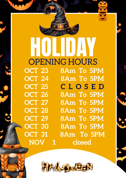 Plantilla de Halloween schedule poster | PosterMyWall