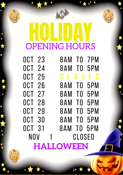 Halloween schedule poster Template | PosterMyWall