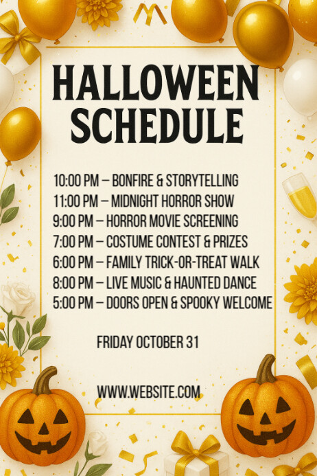 Halloween Schedule Poster Template | PosterMyWall