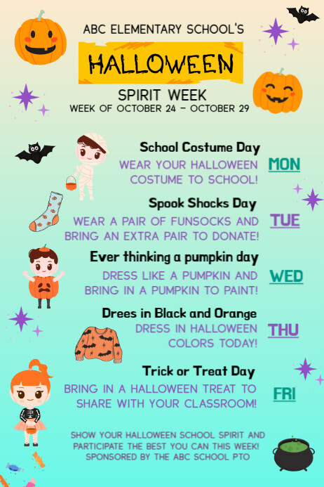 Halloween Spirit Week Posters Template | PosterMyWall