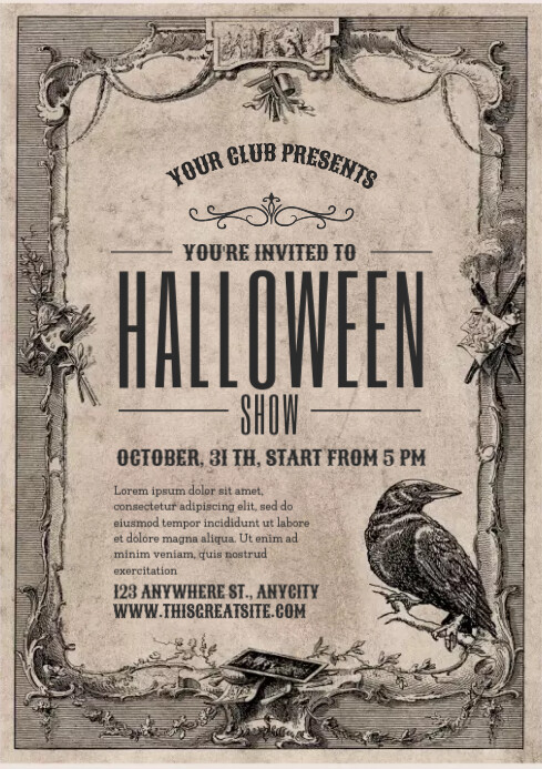 Halloween Show Vintage with The Crow Template | PosterMyWall