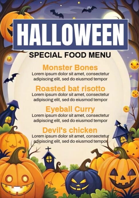 Halloween Special Food Menu Template | PosterMyWall