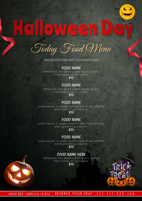 Copy of Halloween special menu flyer | PosterMyWall