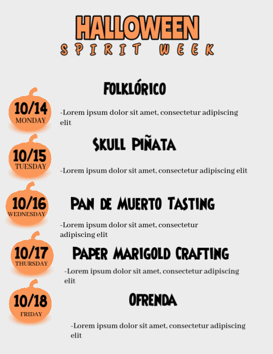 Halloween spirit week Template | PosterMyWall