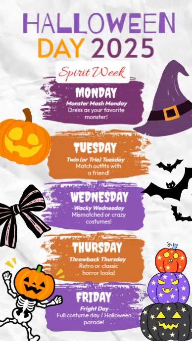 Halloween Spirit Week Template | PosterMyWall