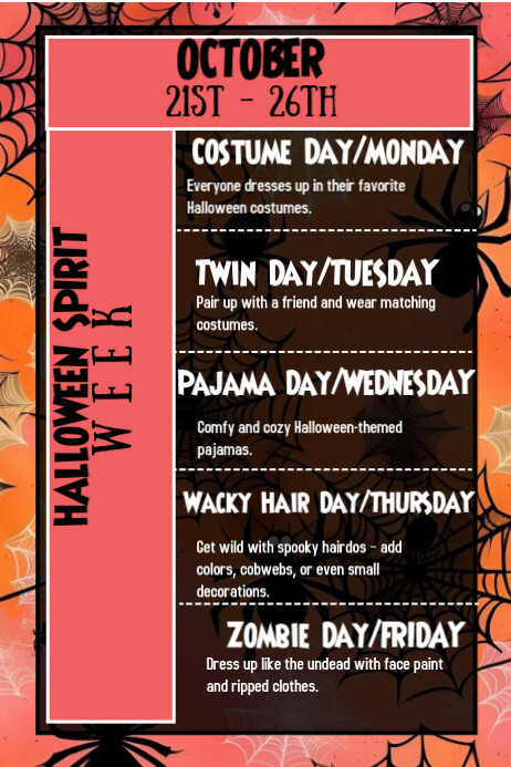Halloween spirit week template | PosterMyWall