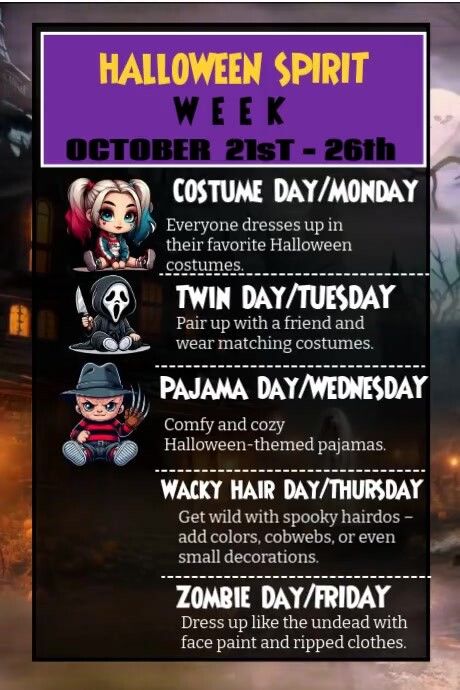 Halloween spirit week template | PosterMyWall