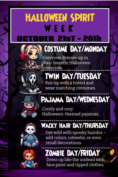 Halloween spirit week template | PosterMyWall