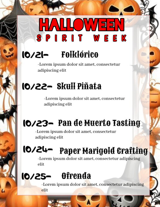 halloween spirit week template | PosterMyWall