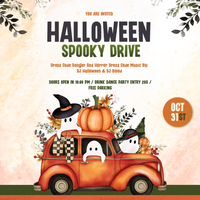 Halloween Spooky Drive Instagram Post Template | PosterMyWall