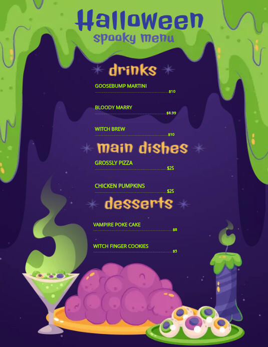 Halloween Spooky Menu Template | PosterMyWall