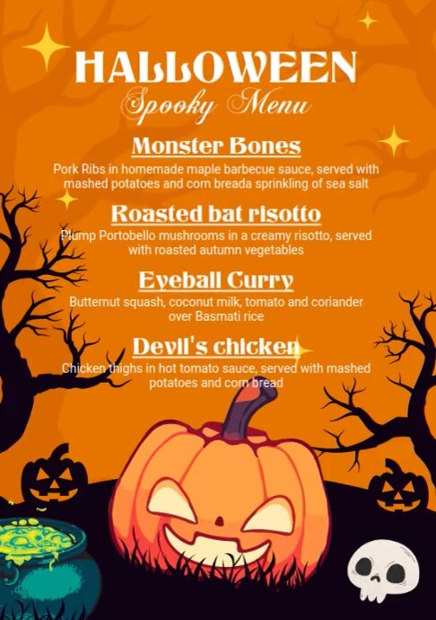 Halloween Spooky Menu Template | PosterMyWall