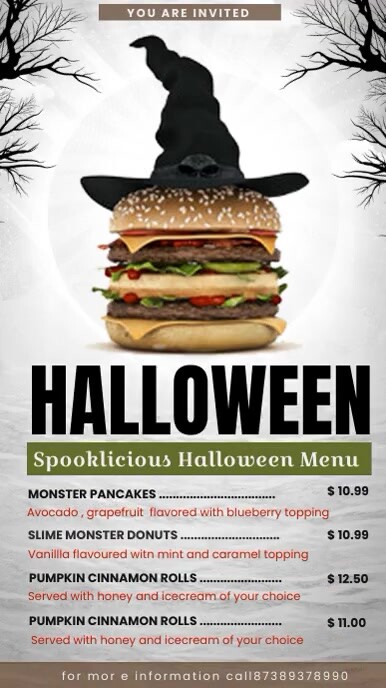 Modèle Halloween spooky menu | PosterMyWall