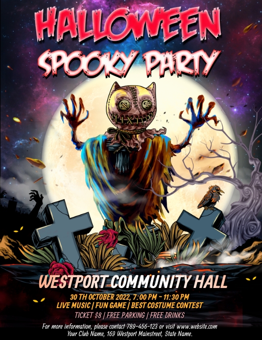 Halloween spooky party flyer design Template | PosterMyWall