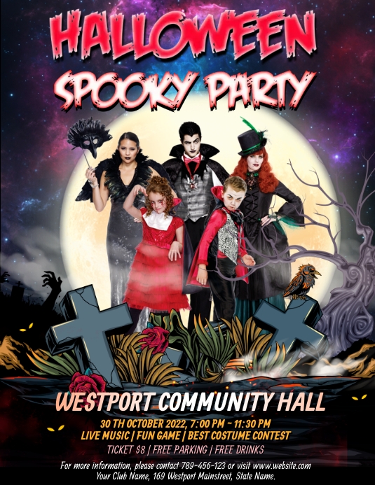 Halloween spooky party flyer design | PosterMyWall
