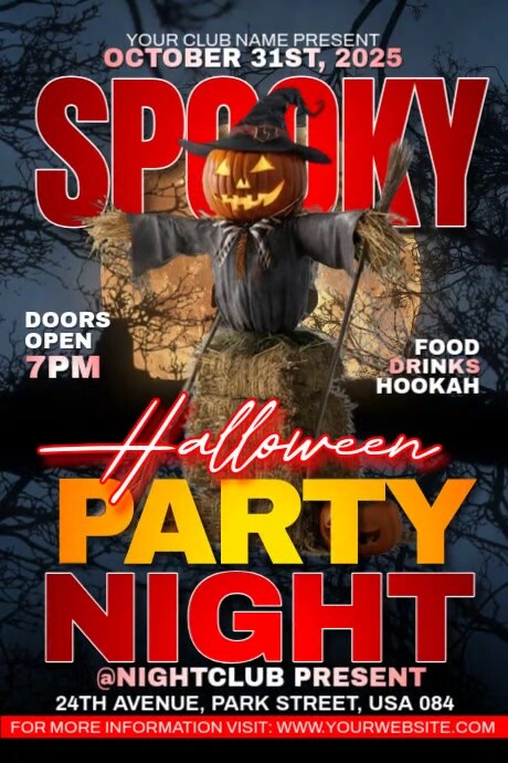 Halloween Spooky Party Night Template | PosterMyWall
