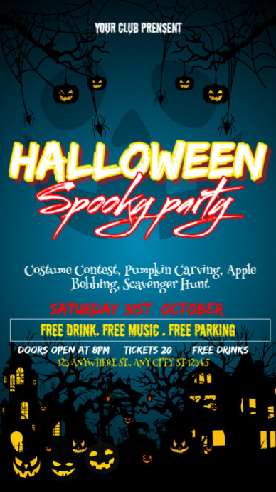 Halloween spooky party poster Template | PosterMyWall