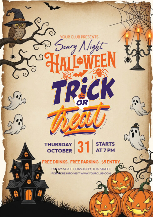 Halloween Trick or Treat Template | PosterMyWall