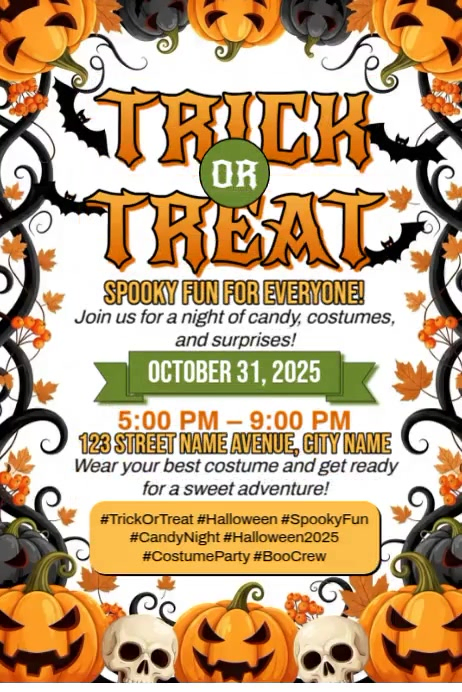 Halloween Trick or Treat Template | PosterMyWall