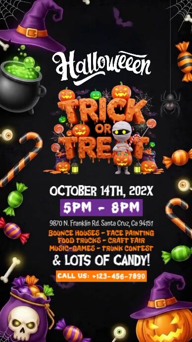 Halloween Trick Or Treat Digital Display (9:16) Template | PosterMyWall