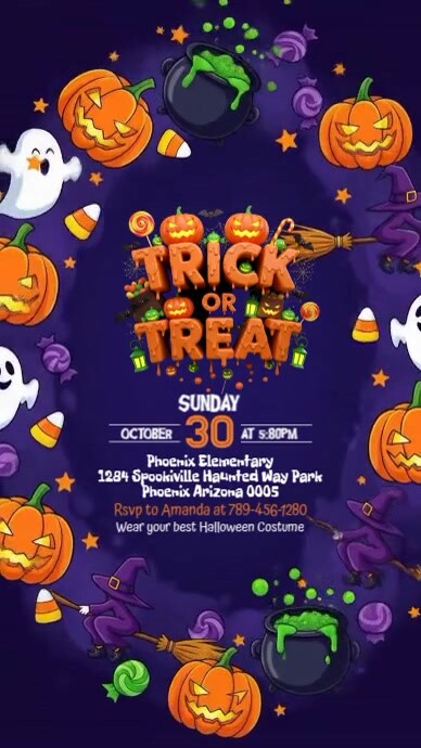 Copy of Halloween Trick Or Treat Digital Display (9:16) | PosterMyWall