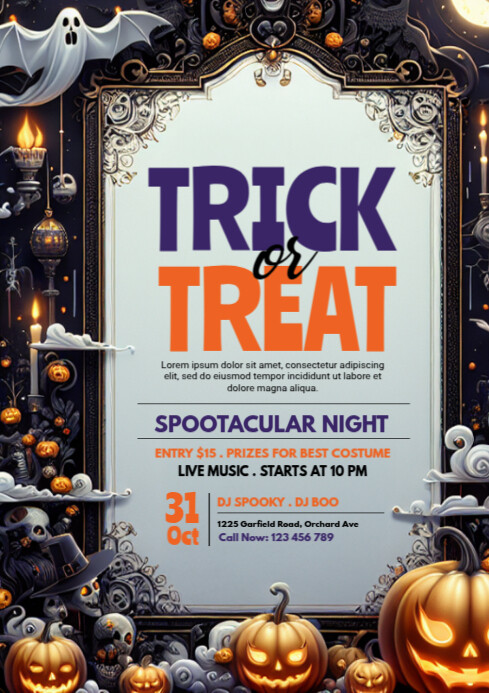 Halloween trick or treat flyer Template | PosterMyWall