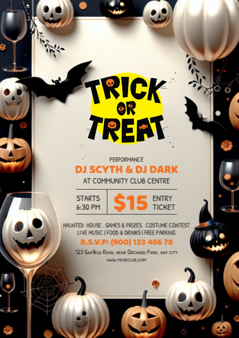 Halloween trick or treat flyer Template | PosterMyWall