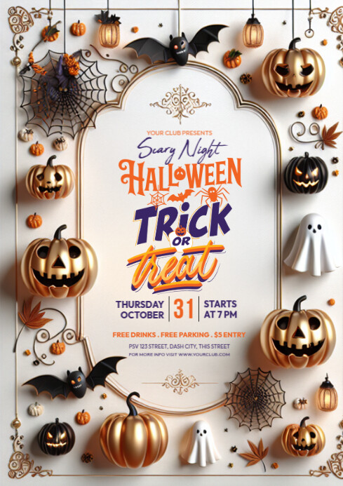Halloween trick or treat flyer Template | PosterMyWall