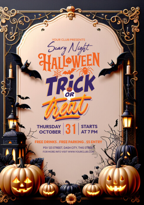 Halloween trick or treat flyer Template | PosterMyWall