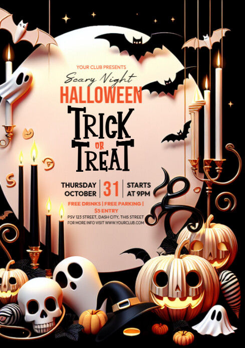 Halloween trick or treat flyer Template | PosterMyWall