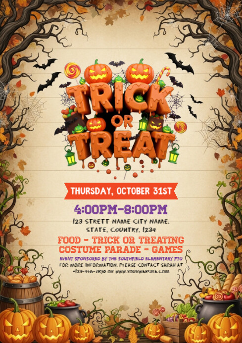Halloween Trick or Treat Flyer Template | PosterMyWall